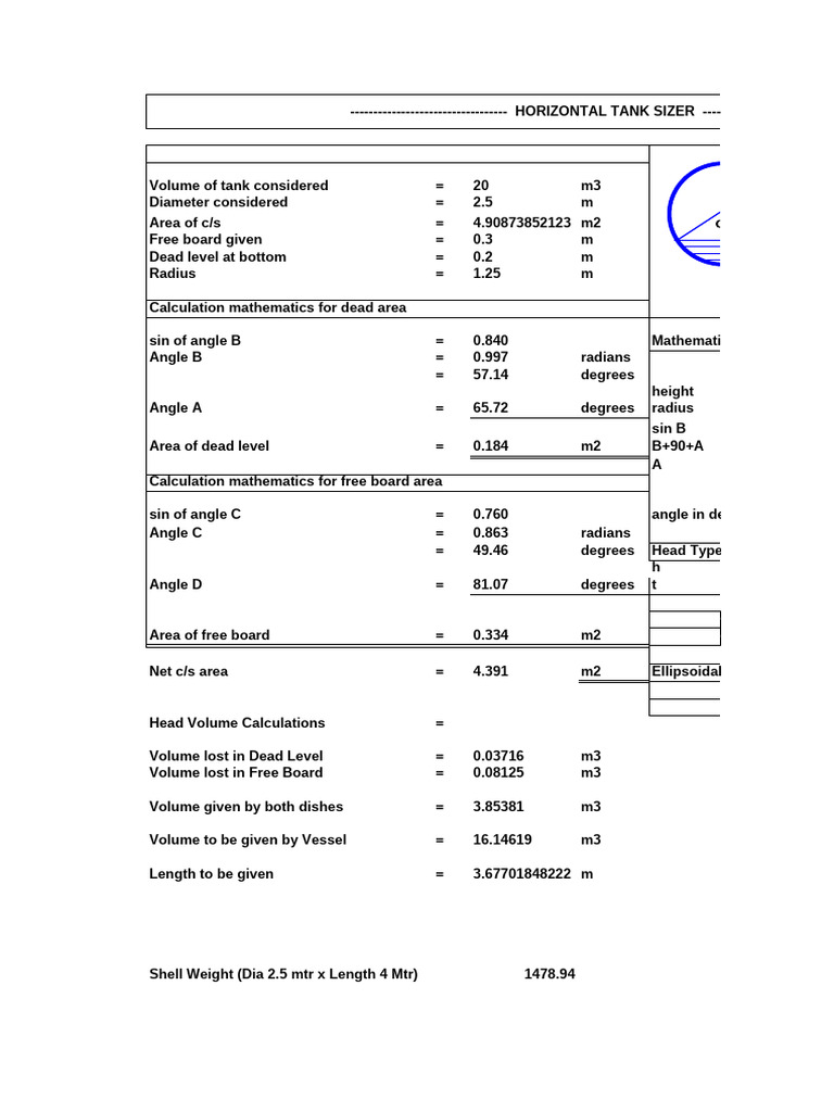Horizontal Tank Volume Calculator | PDF | Elementary Geometry ...