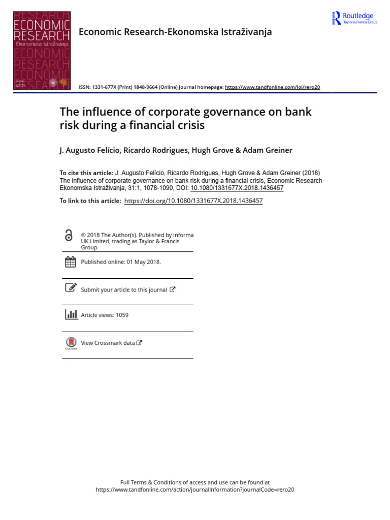 The Influence of Corporate Governance On Bank Risk During A Financial ...