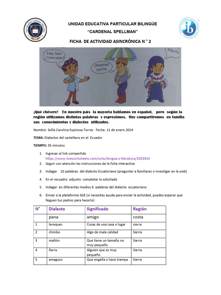 Lengua Sofía E 11 Ene | PDF