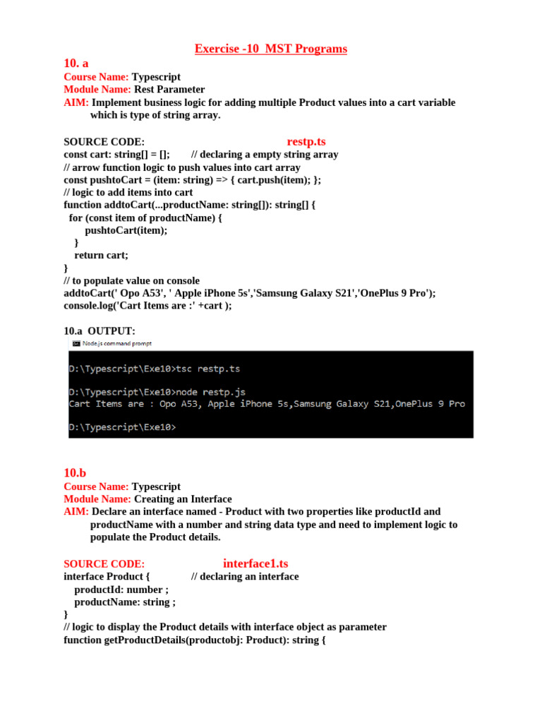 Exercise-10 MST Programs (1) | PDF | Interface (Computing) | Command ...