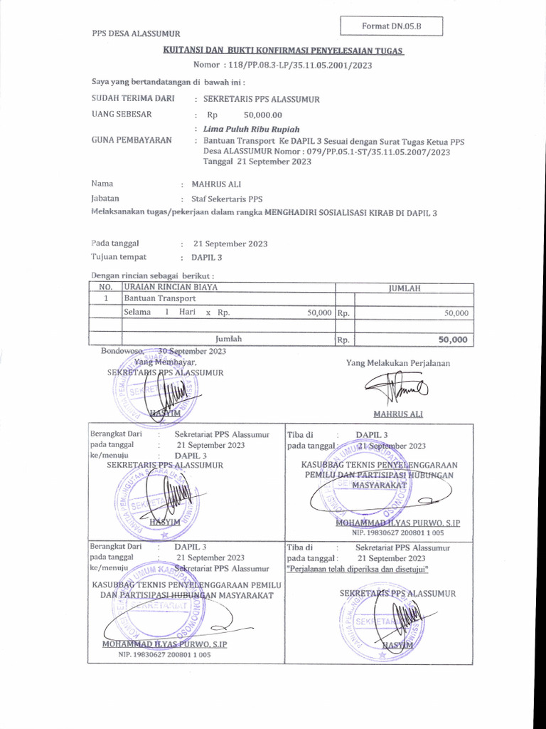 Dn. 05b Dan Lampiran Bulan September | PDF