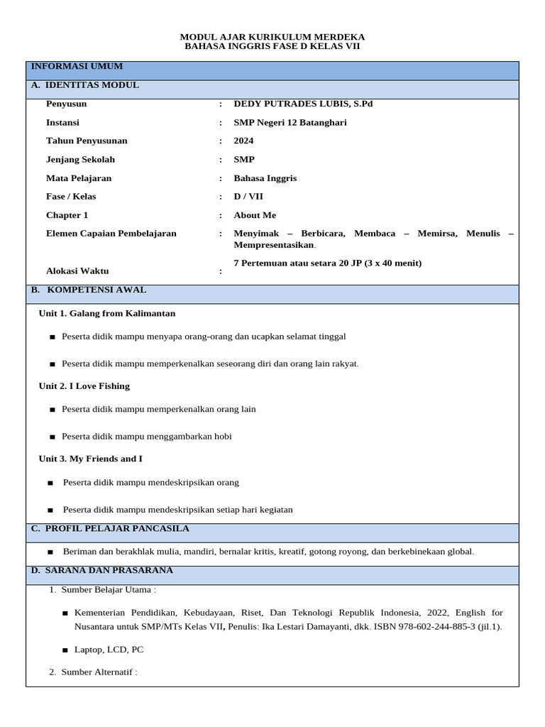Modul Ajar Chapter 1 | PDF