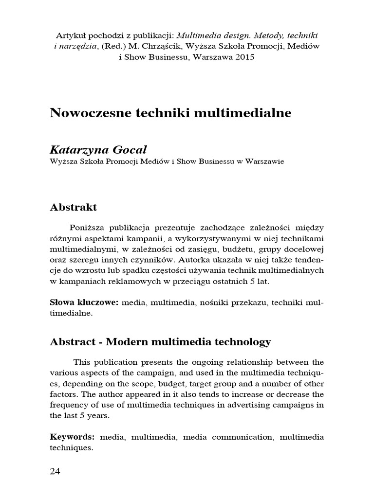 K.Gocal - Nowoczesne Techniki Multimedialne | PDF