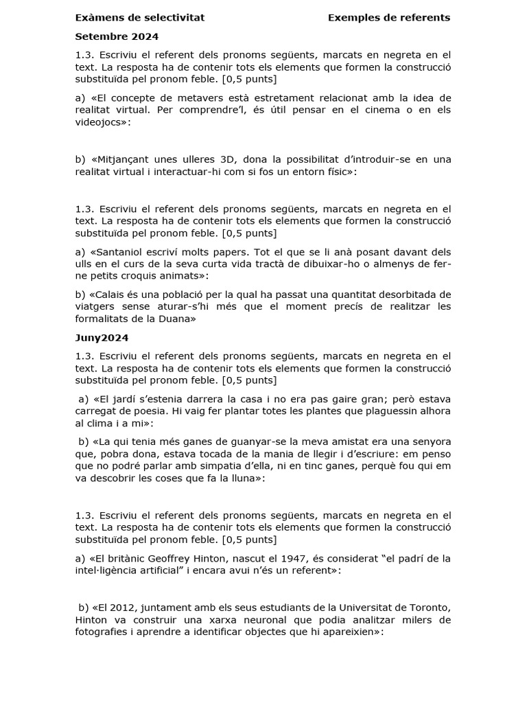 Referents Català Selectivitat | PDF