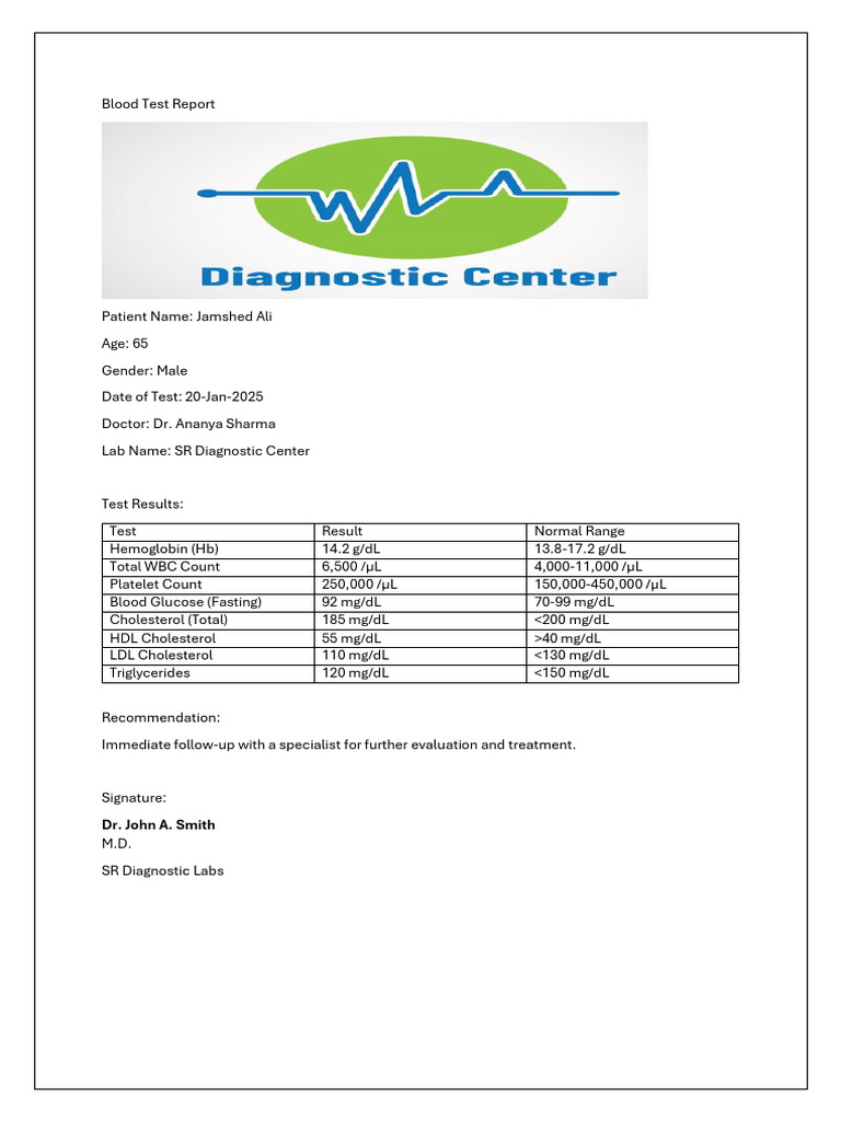 blood reports | PDF