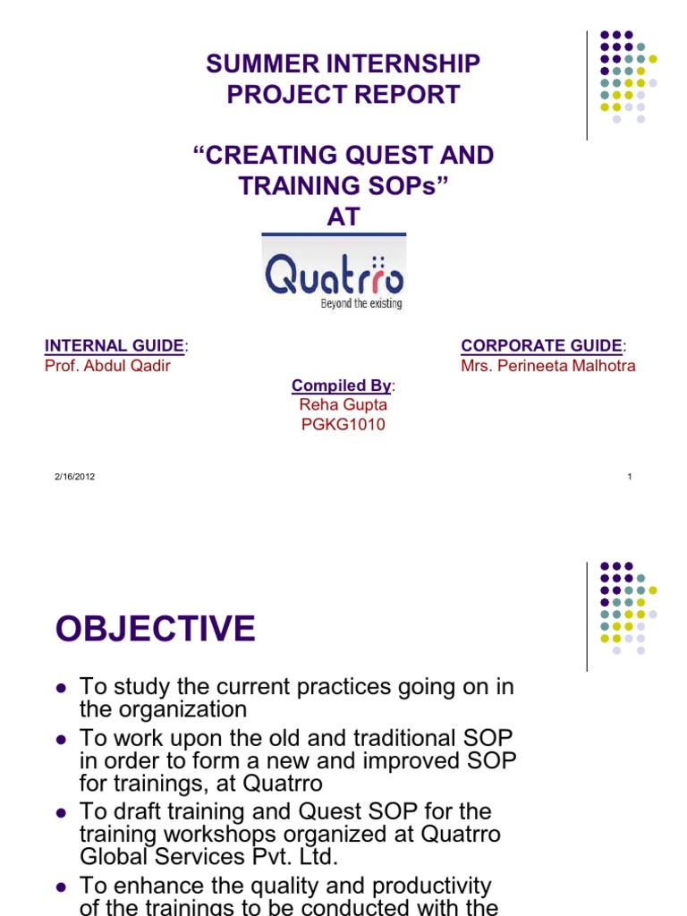 Summer Internship Project Report | PDF | Outsourcing | Board Of Directors