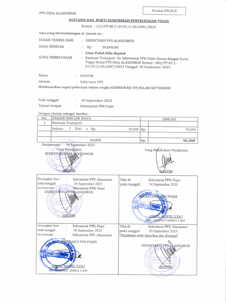 DN.05B Dan Lampiran Bulan September | PDF
