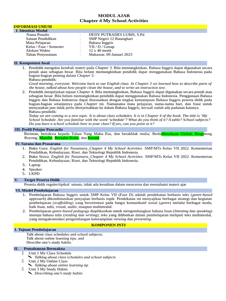 Modul Ajar Chapter 4 | PDF