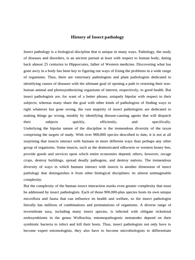 Insect Pathology: A Historical Overview | PDF | Pathology | Insects