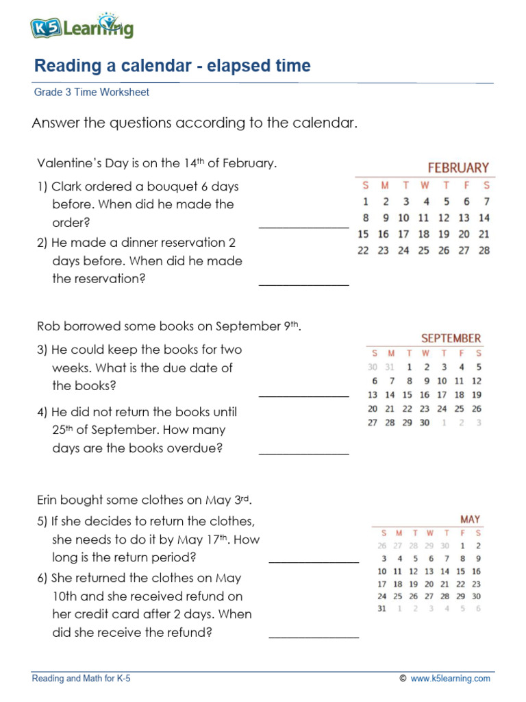 Grade 3 Calender Elapsed Time C | PDF
