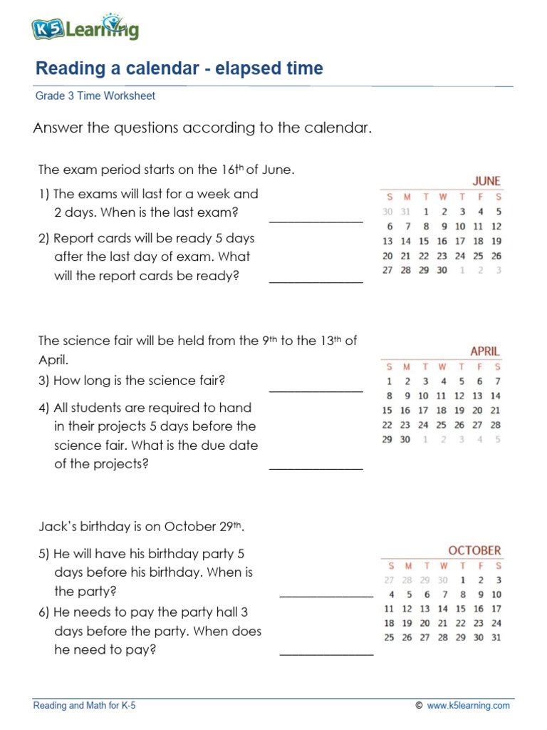 Grade 3 Calender Elapsed Time B | PDF