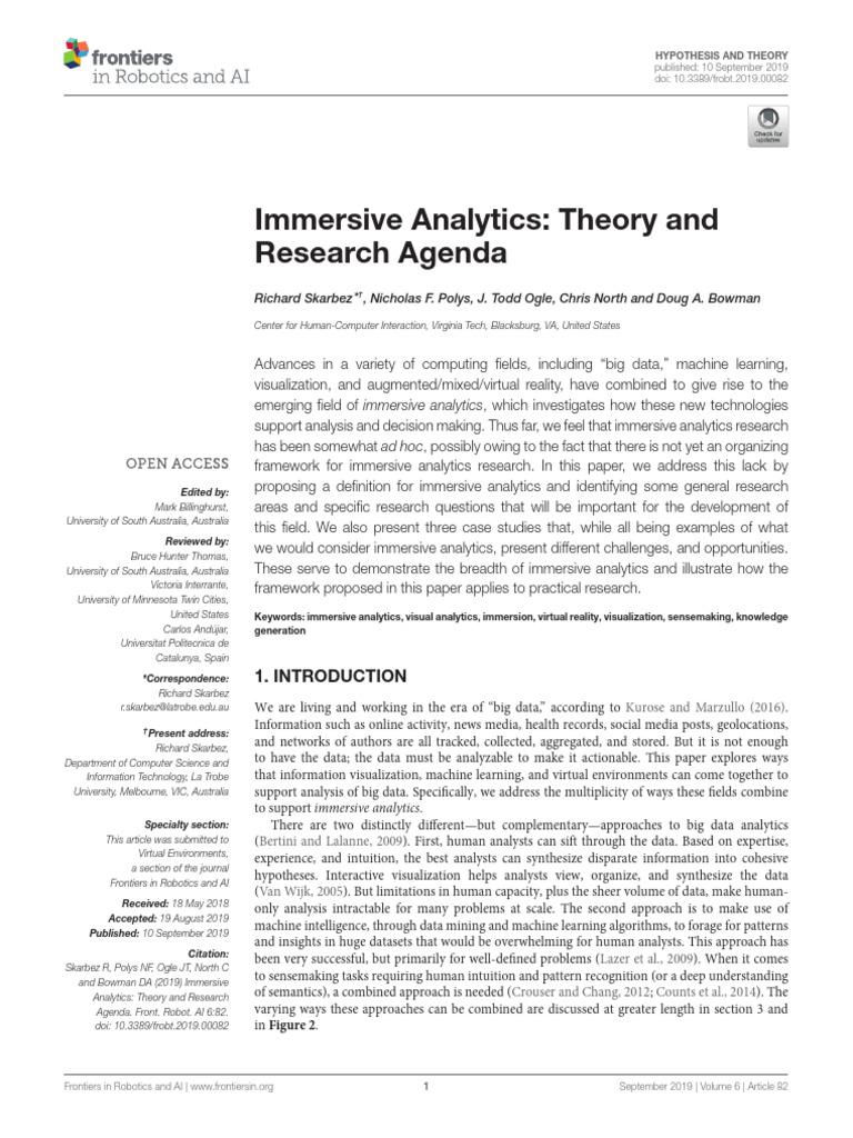 Immersive Analytics | PDF | Augmented Reality | Analytics
