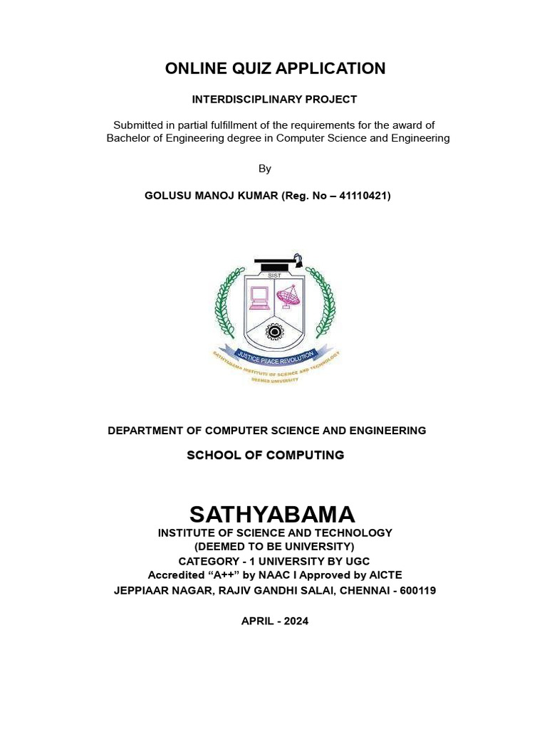 Online Quiz Application Project Report | PDF | Software Testing | Usability