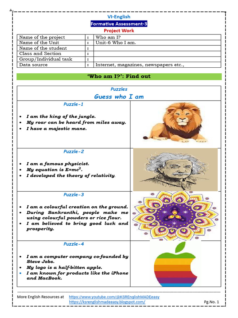 6th FA3 English Project Work | PDF