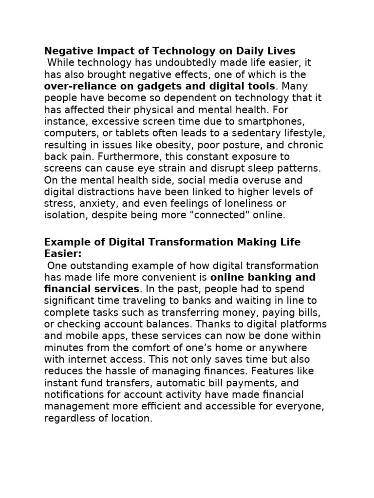 Negative Impact of Technology | PDF