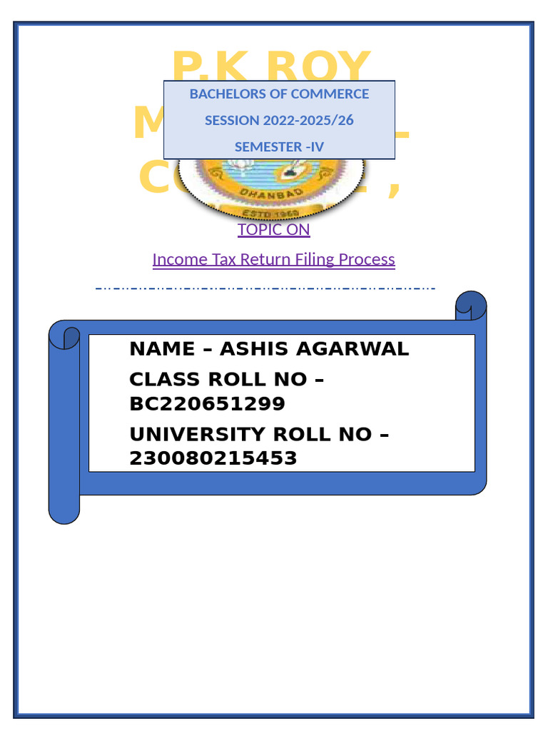 Income Tax Cover Page PDF | PDF