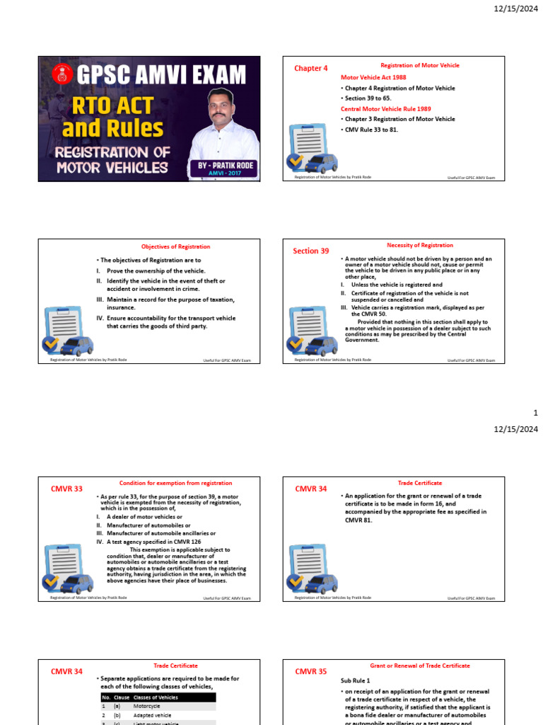 CMVR Registration Guidelines for Vehicles | PDF | Vehicles | Trailer ...