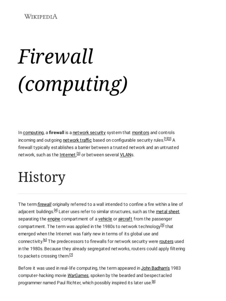 Firewall (Computing) - Wikipedia | PDF | Firewall (Computing) | Security
