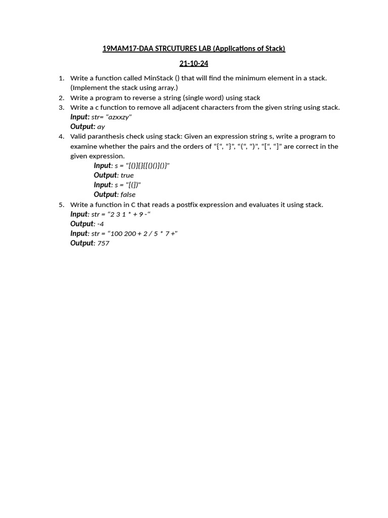 Stack Applications in C Programming | PDF