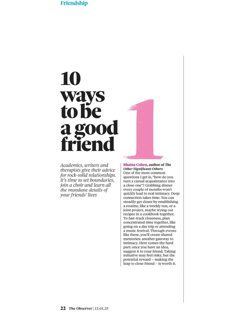 10 Ways To Be A Good Friend | PDF