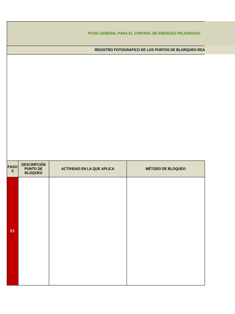 Energias Peligrosas Ficha Bloqueo | PDF