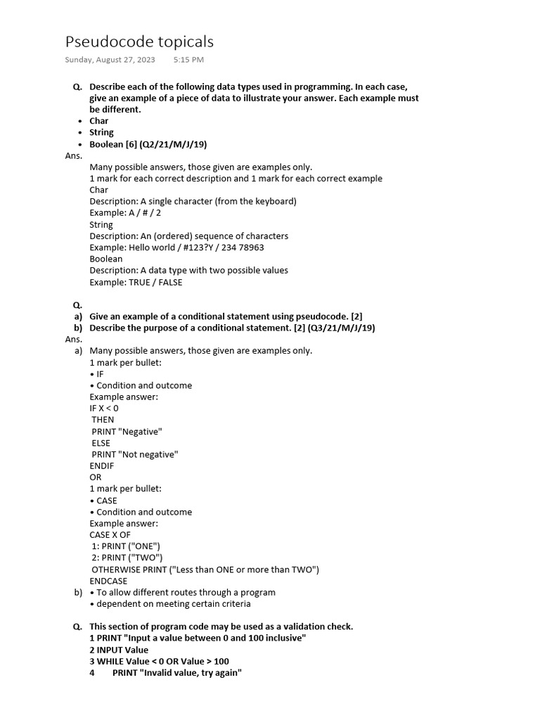 Pseudocode topicals | PDF | Control Flow | Software Development