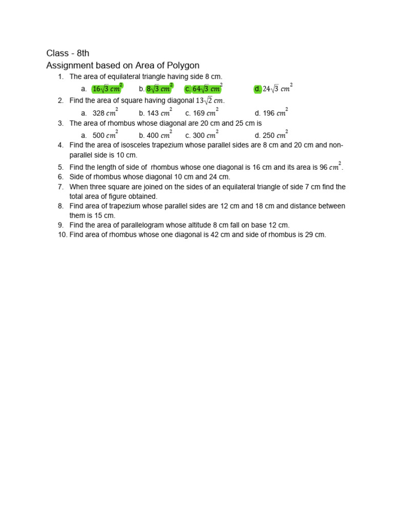 Assignment Based On Area of Polygon | PDF