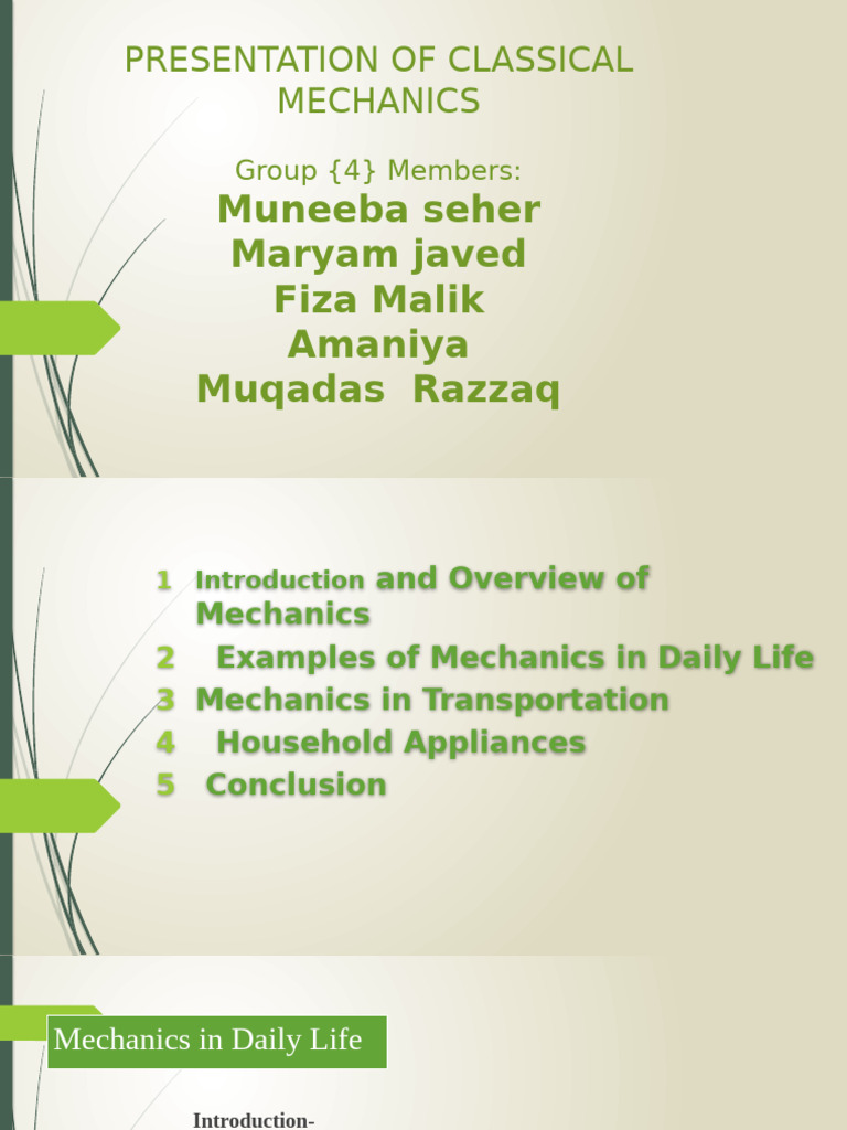 Presentation of Classical Mechanics | PDF | Force | Machines