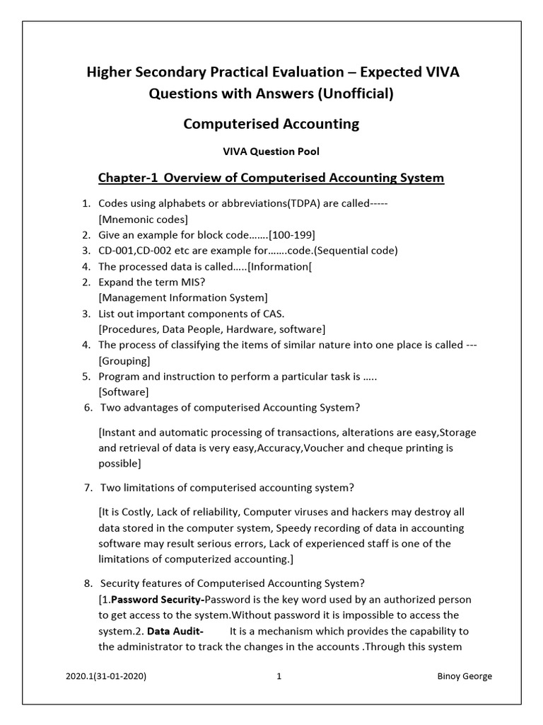 NEW VIVA Question Pool-2020 Binoy (31!01!20) | PDF | Databases | Debits ...