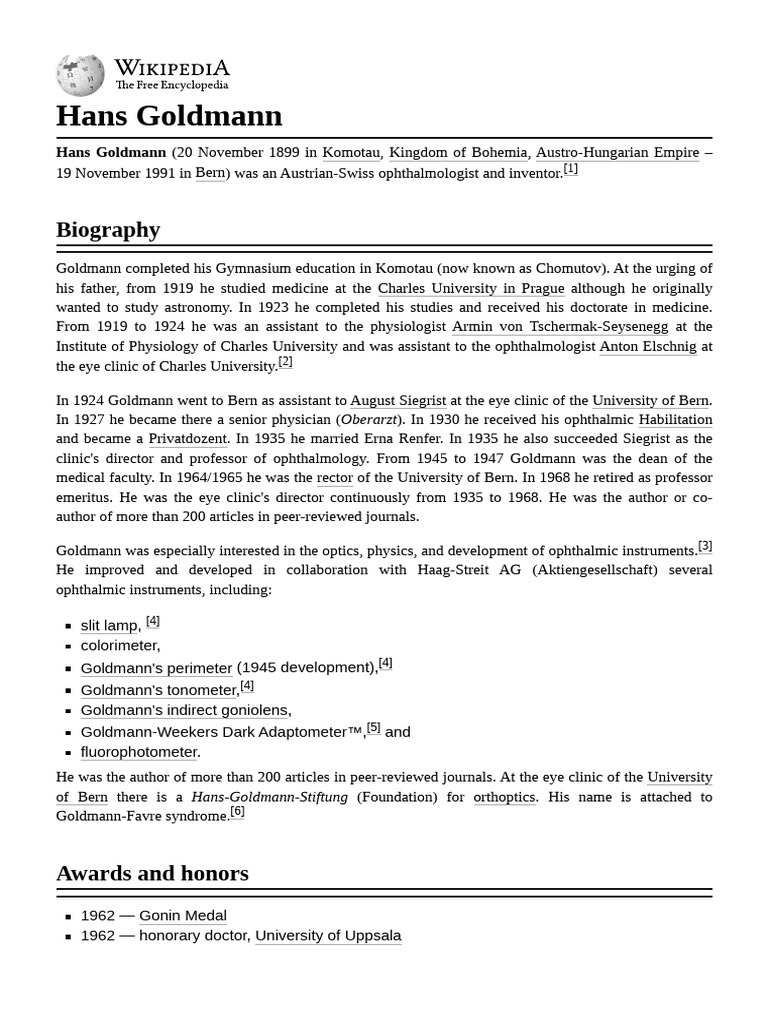 Hans_Goldmann | PDF | Eye | Medicine