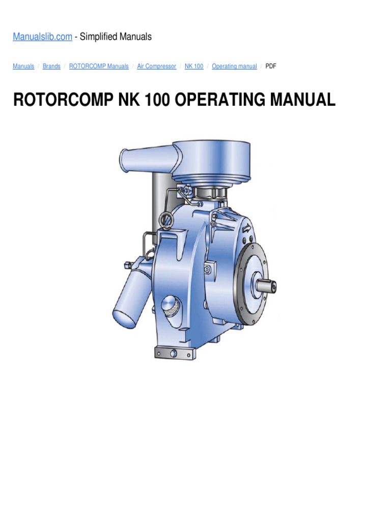 Manual ROTORCOMP 100NK | PDF | Valve | Safety