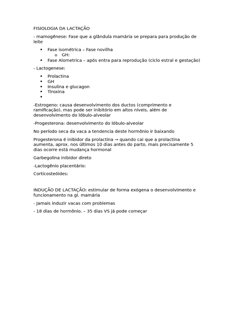 Fisiologia Da Lactação | PDF