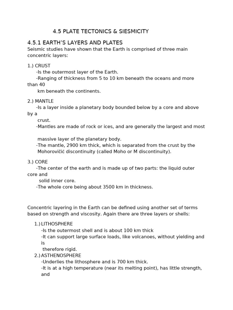 4.5 Plate Tectonics and Seismicity | PDF | Earthquakes | Plate Tectonics