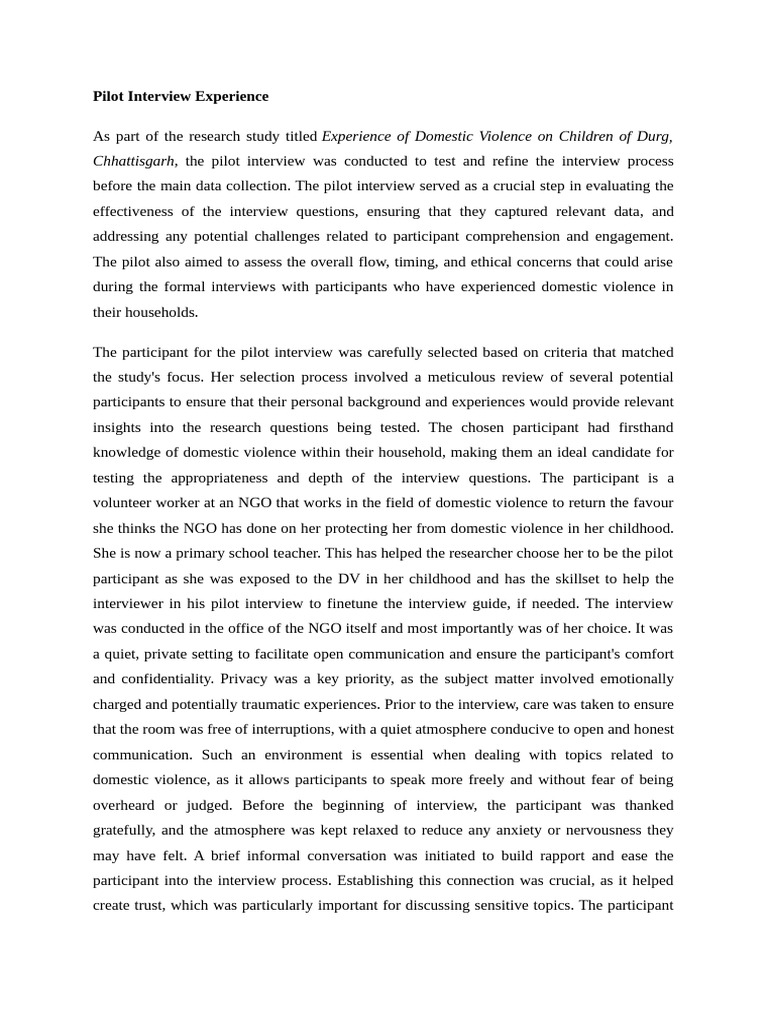 Pilot Interview Insights on Domestic Violence | PDF | Nonverbal ...