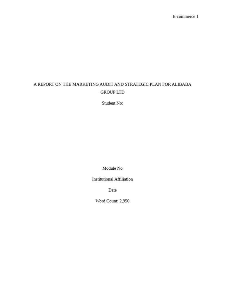 A Marketing Audit Report and Strategic Plan For Alibaba Group LTD | PDF ...