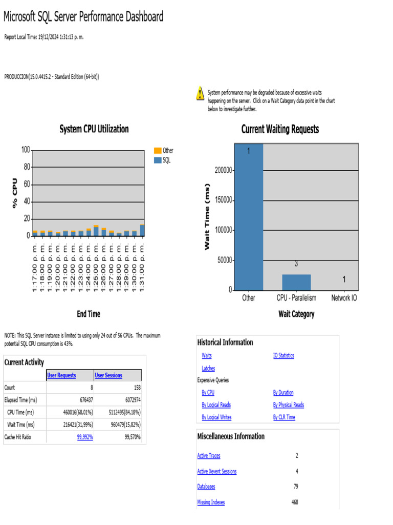 Panel de Rendimiento - 12-19-2024 1-31 PM - PRODUCCION | PDF | Microsoft Sql Server | Sql