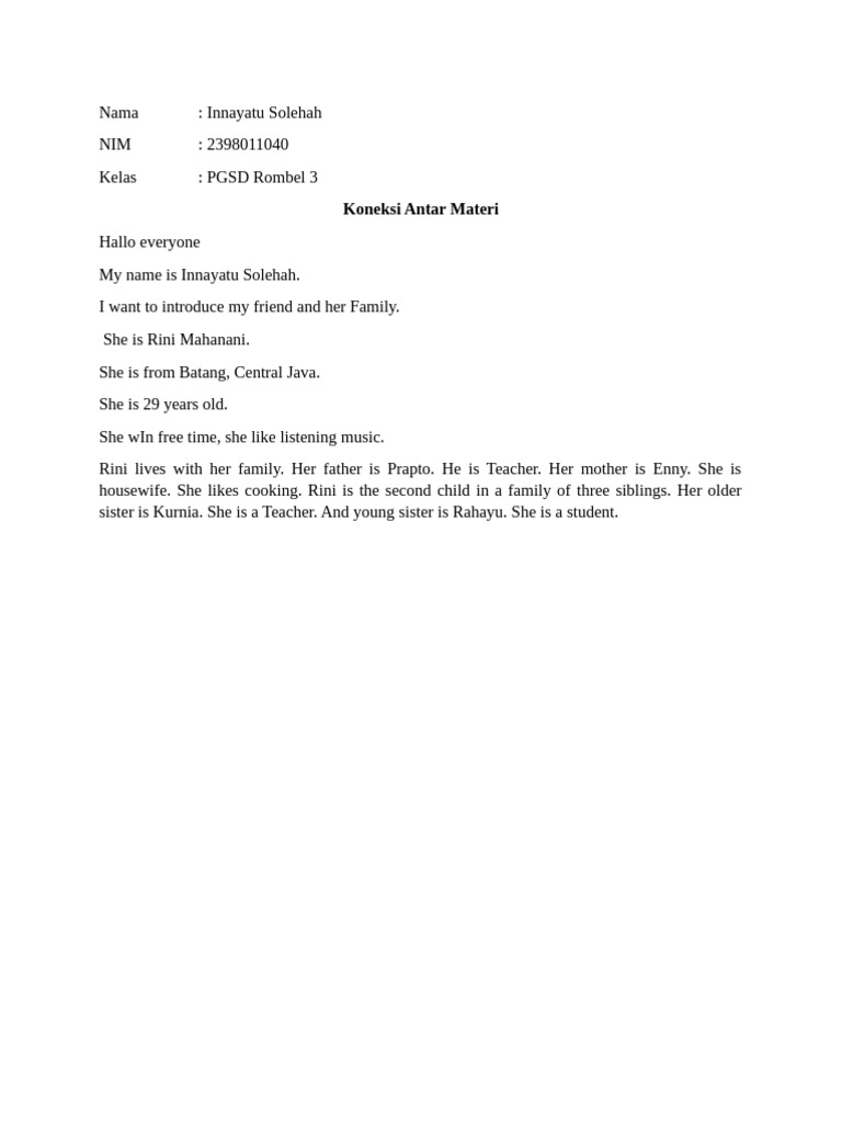 Meet Rini Mahanani's Family | PDF