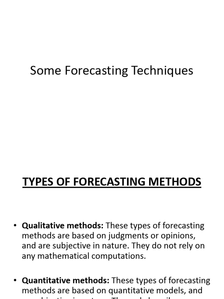 Some Forecasting Techniques | PDF | Forecasting | Quantitative Research