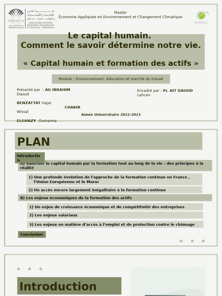Capital Humain Et Formation Des Actifs - AG IBRAHIM Daoud, BENZATTAT ...