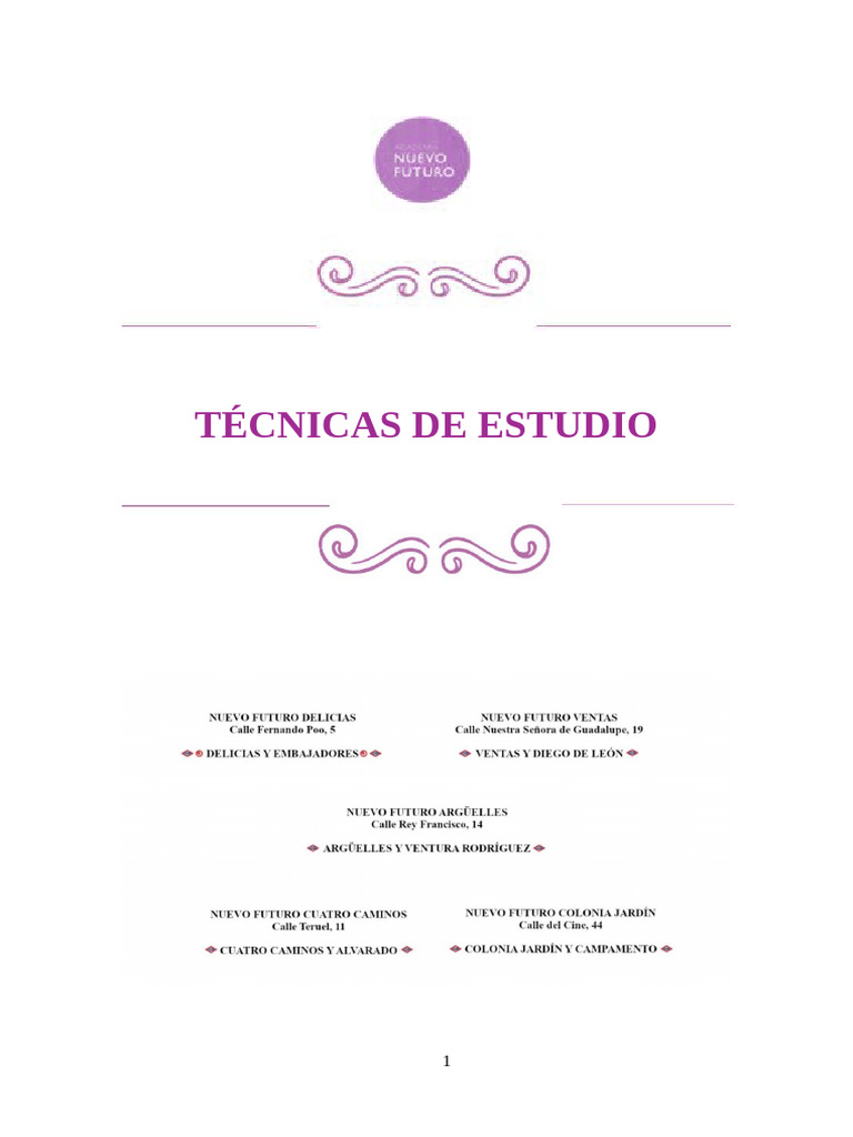 TÉCNICAS DE ESTUDIO Cuadernillo Definitivo | PDF | Dom | Dormir