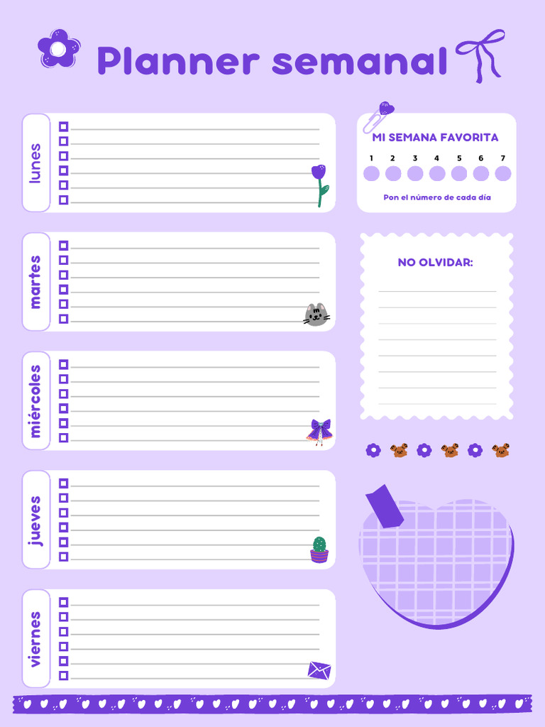 Weekly Planner Morado | PDF
