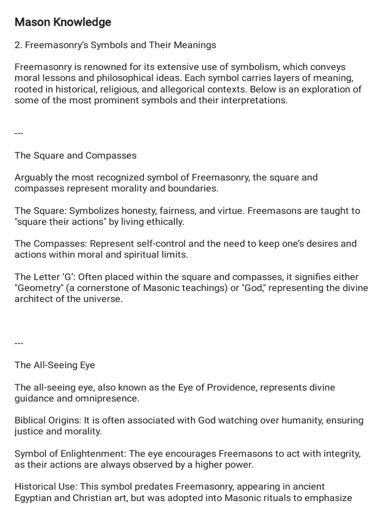 Masonic Knowledge | PDF | Freemasonry | Virtue