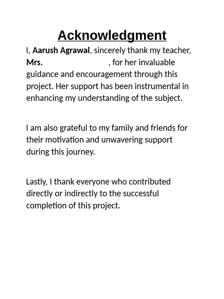 Acknowledgment of Project Support | PDF