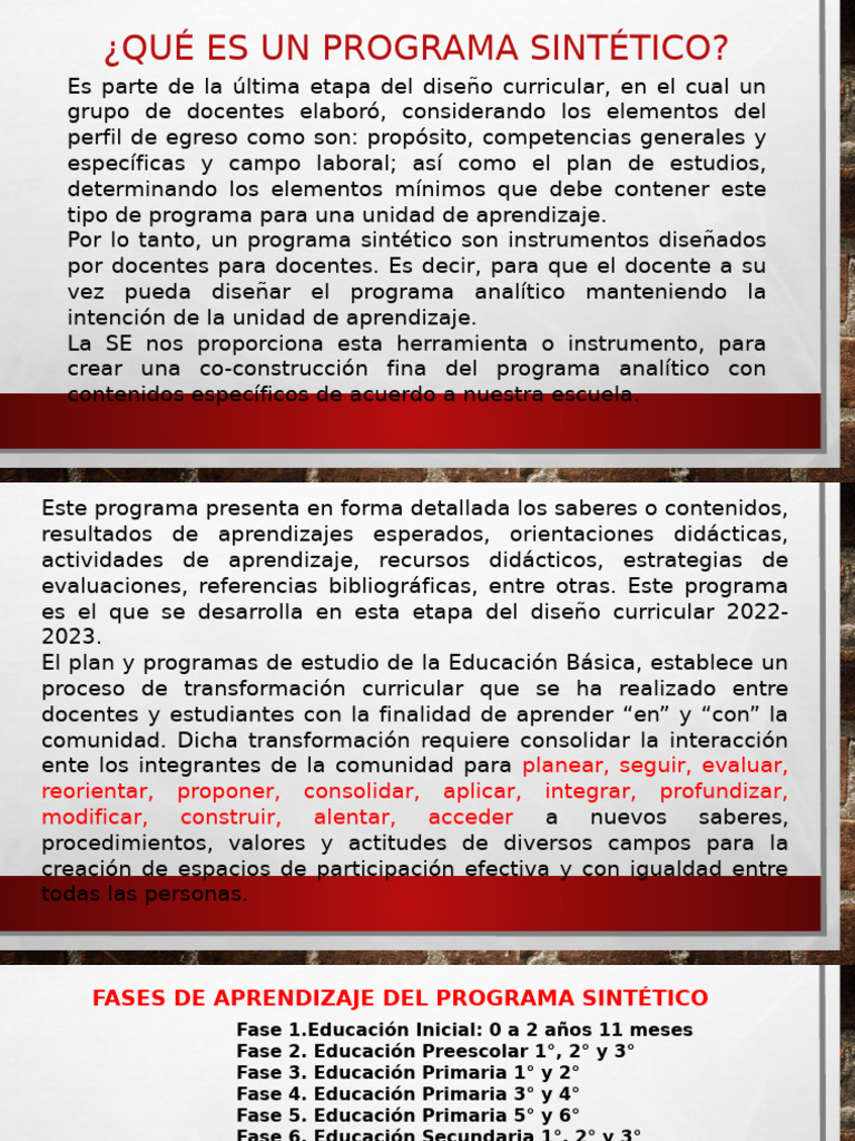 Qué Es Un Programa Sintético | PDF | Enseñando | Cognición