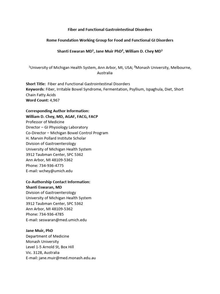 Fiber's Role in Gastrointestinal Disorders | PDF | Dietary Fiber | Diet ...