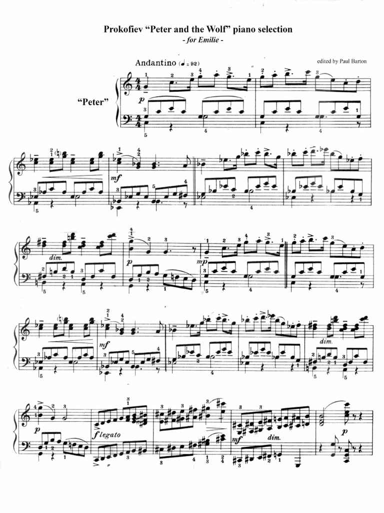 Prokofiev - Peter and The Wolf - (Selection) | PDF
