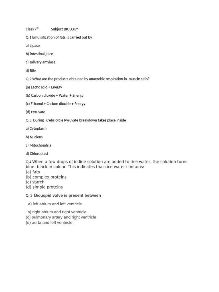 Class 7 Biology: Key Questions & Answers | PDF