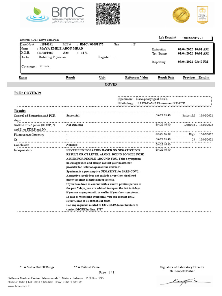 COVID-19 PCR Test Result Summary | PDF | Medical Specialties | Epidemiology