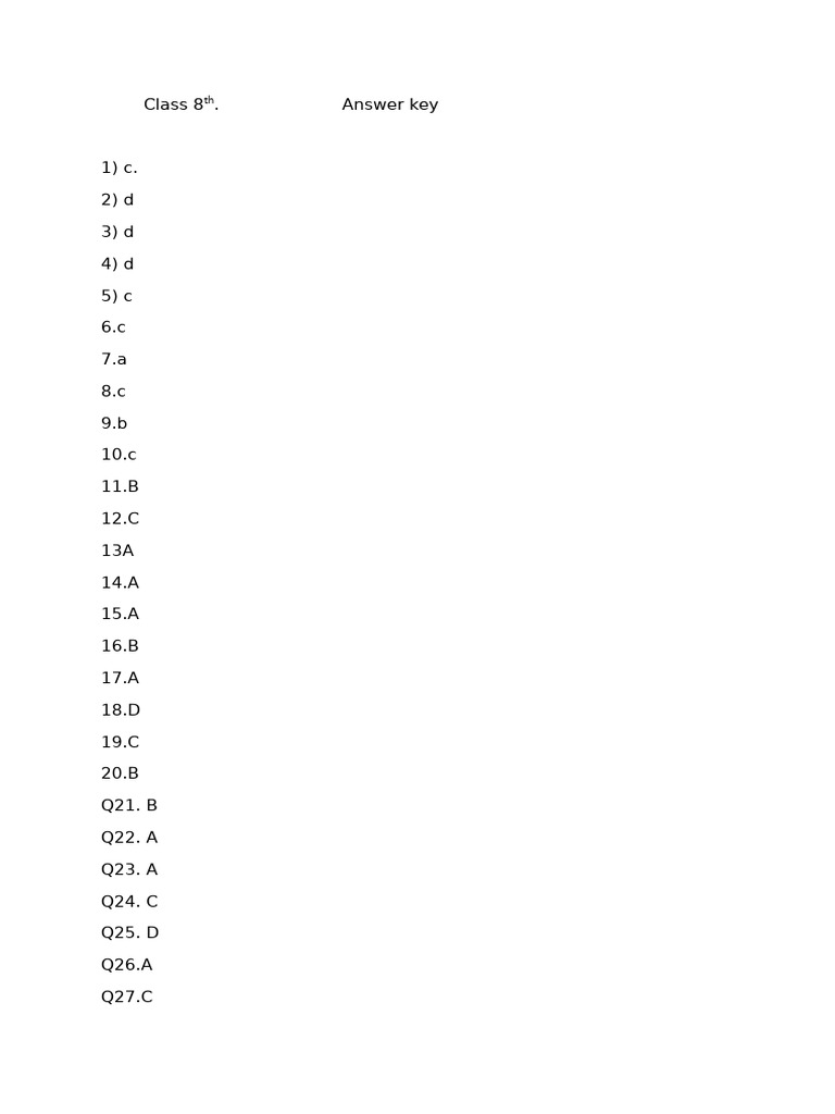 8th Grade Answer Key Guide | PDF