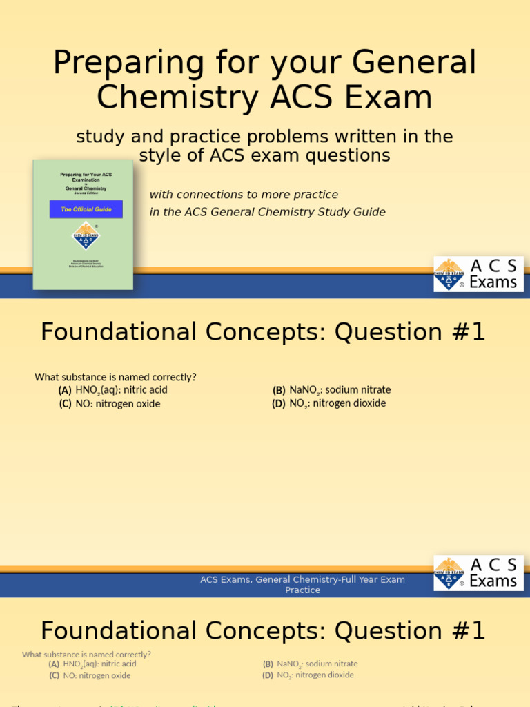 ACS Exams GC Classroom Practice | PDF | Nitrite | Chemical Bond